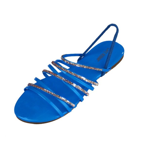 Shoe Affair | Shoes | Embellished Strappy Slingback Sandal Bright Blue ...